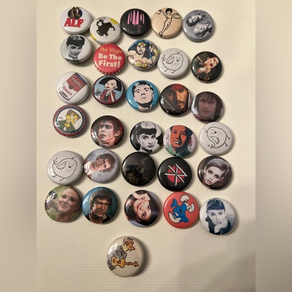 Jewelry | 31 Button Pin Lot 1 Inch Pins Pop Culture Icon Funny Art 8s ...